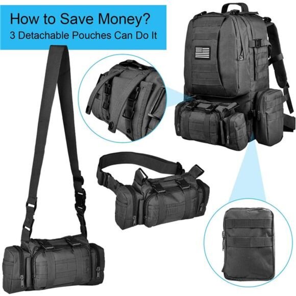 Bags | Mens Tactical Backpack Rucksack Assault Pack Detachable Molle ...